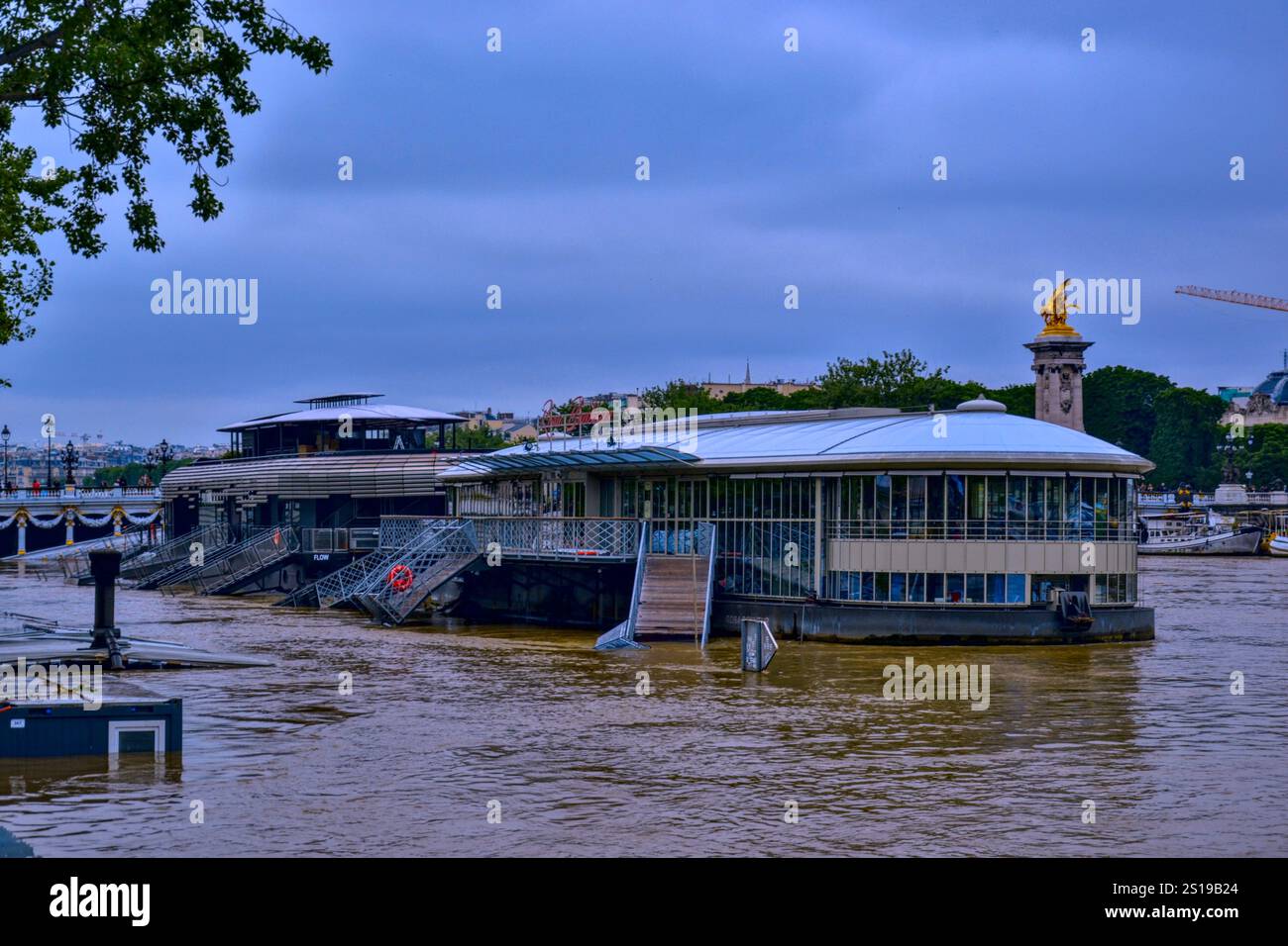 Paris, France - June 2nd 2016 : Floods in Paris. The Seine is about to ...