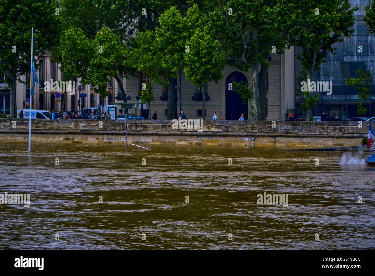 Paris, France - June 2nd 2016 : Floods in Paris. The Seine is about to ...