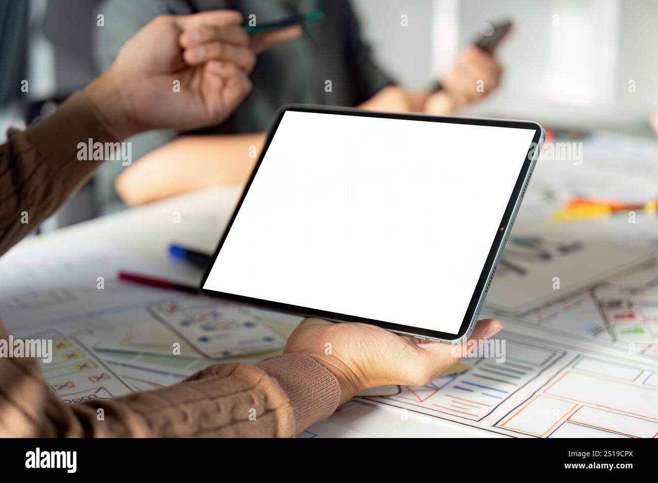 Modern UX UI Design Process with Digital Tablet and Creative Team ...