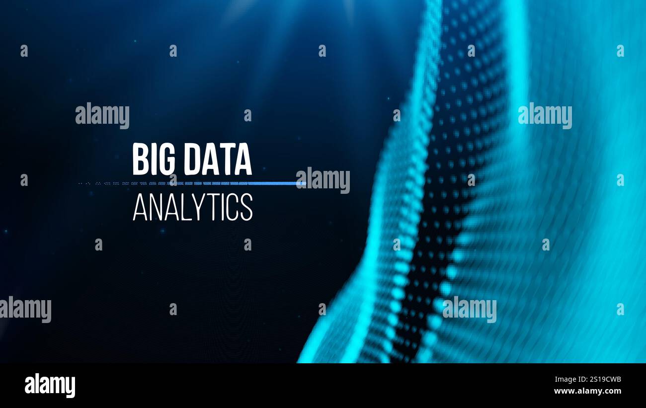 Big data analytics with abstract blue wave pattern. Data technology ...