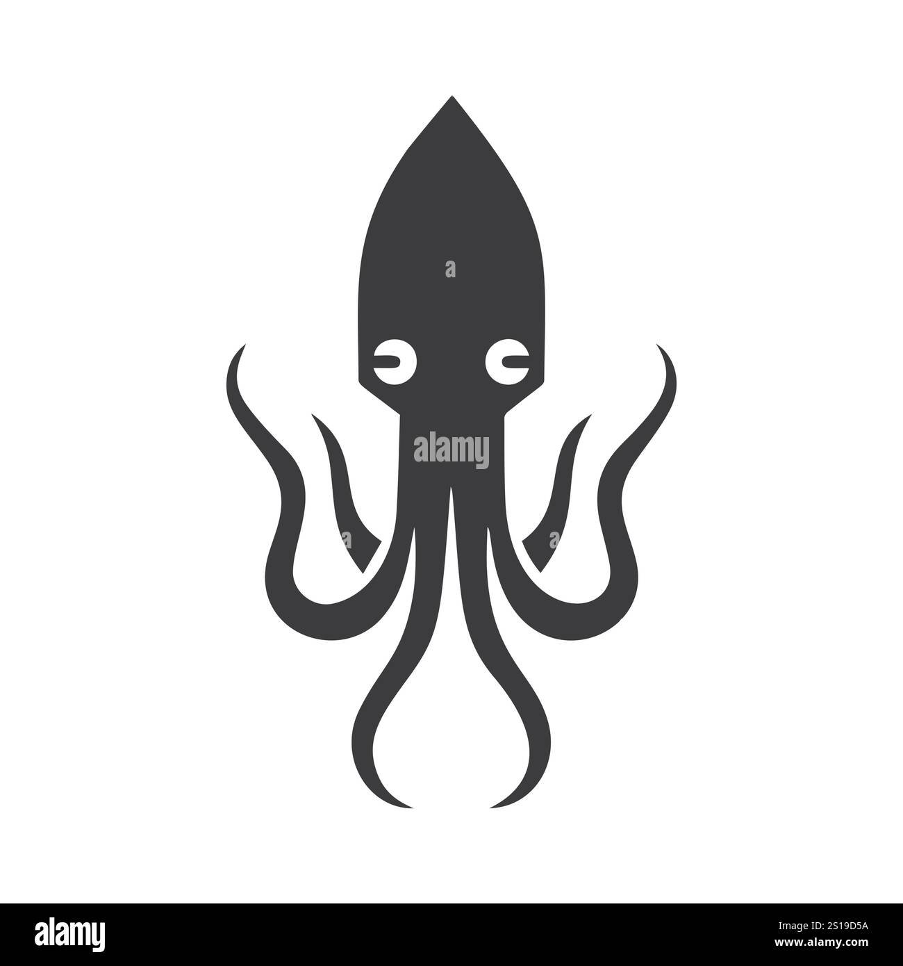 Black silhouette vector illustration of a squid Stock Vector Image ...