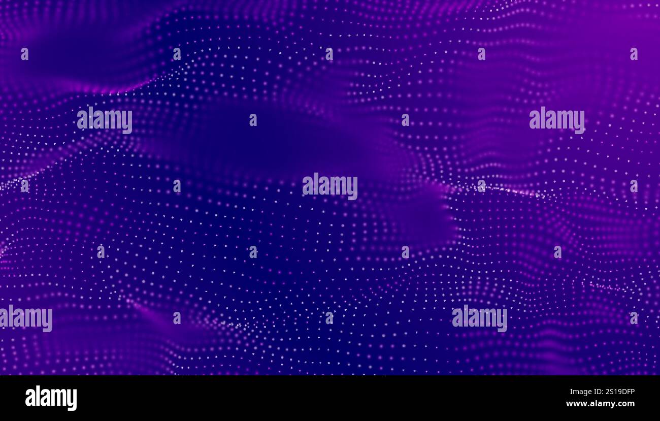 Dark purple gradient background. Big data technology background wave ...