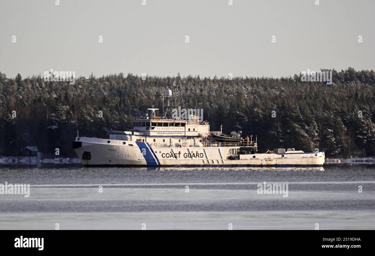 Finnish Coast Guard vessel Uisko patrols near to oil tanker Eagle S ...