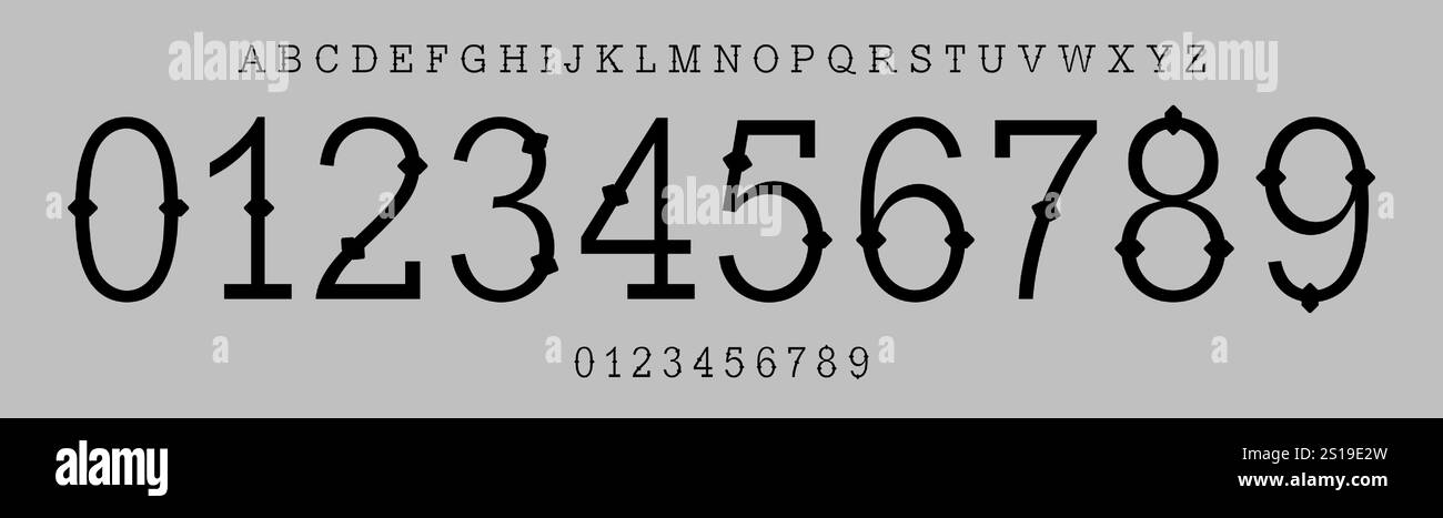 Tattoo slab serif typography, traditional mexican numbers and letters ...