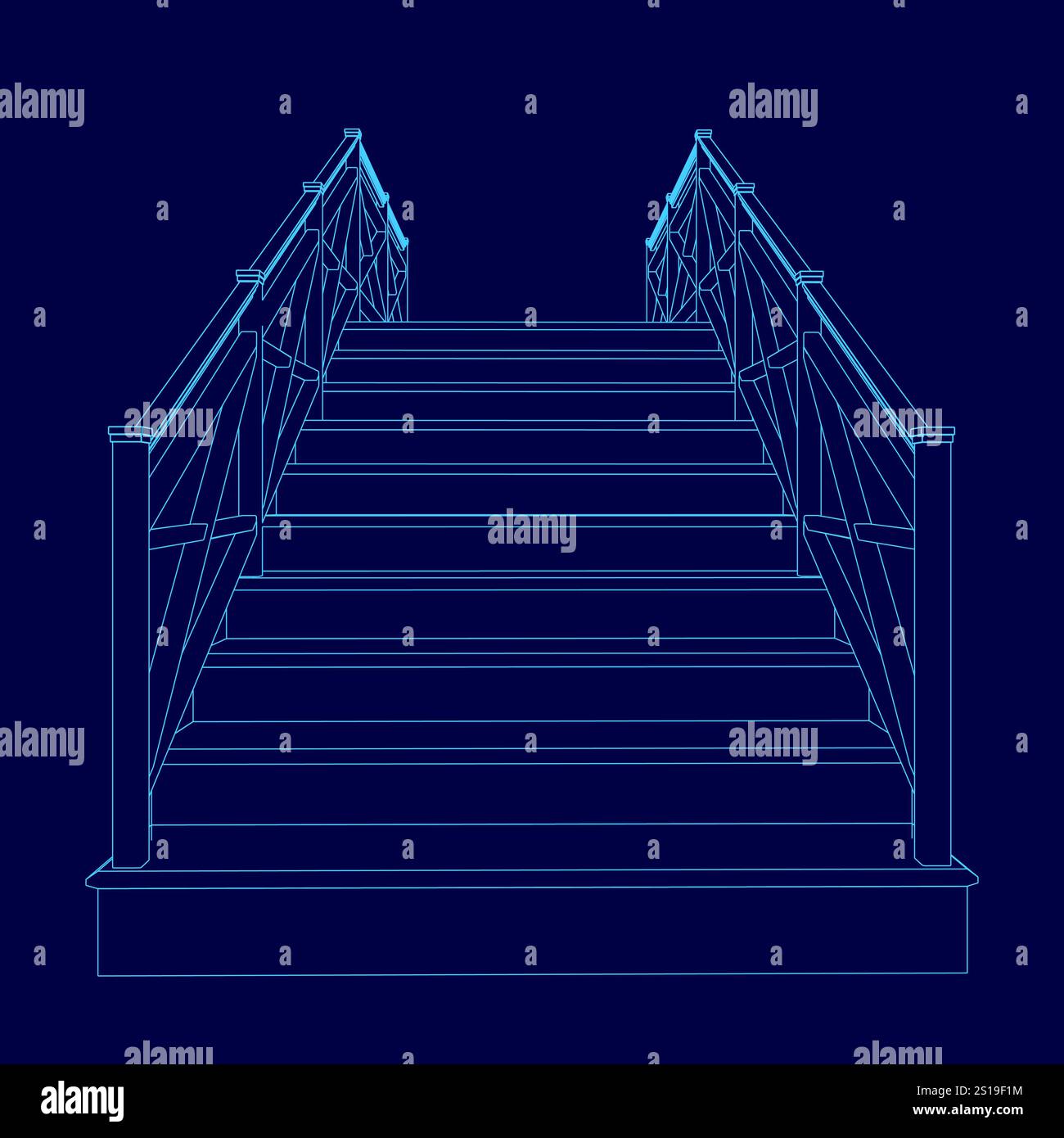 Concrete wall stairway blue Stock Vector Images - Alamy