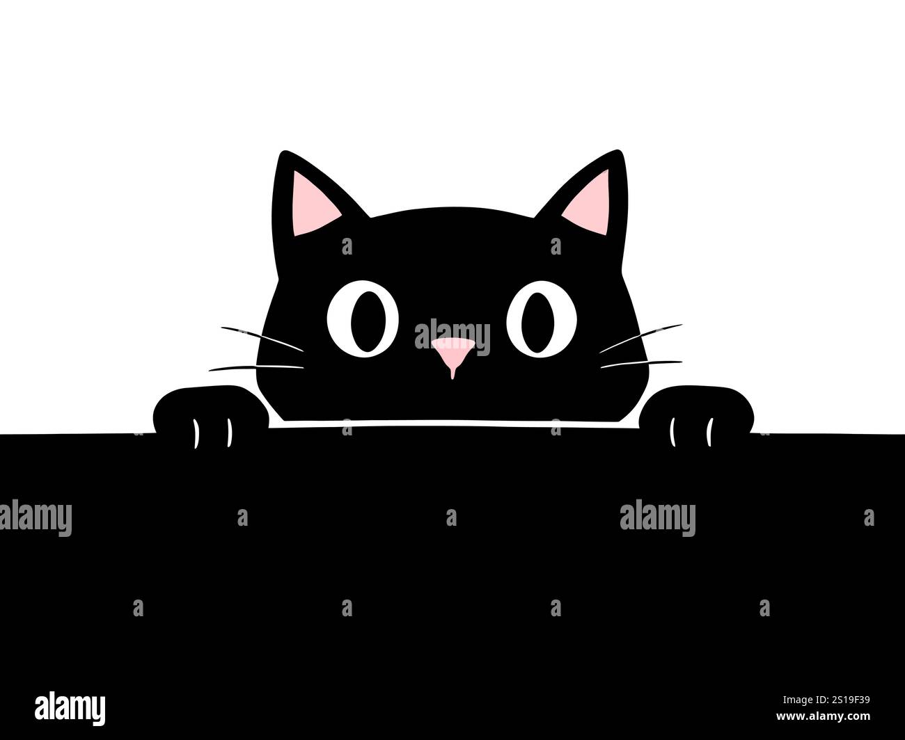 Cute black cat peeking from behind a black border Stock Vector Image ... Cute black cat peeking from behind a black border Stock Vector Image ...