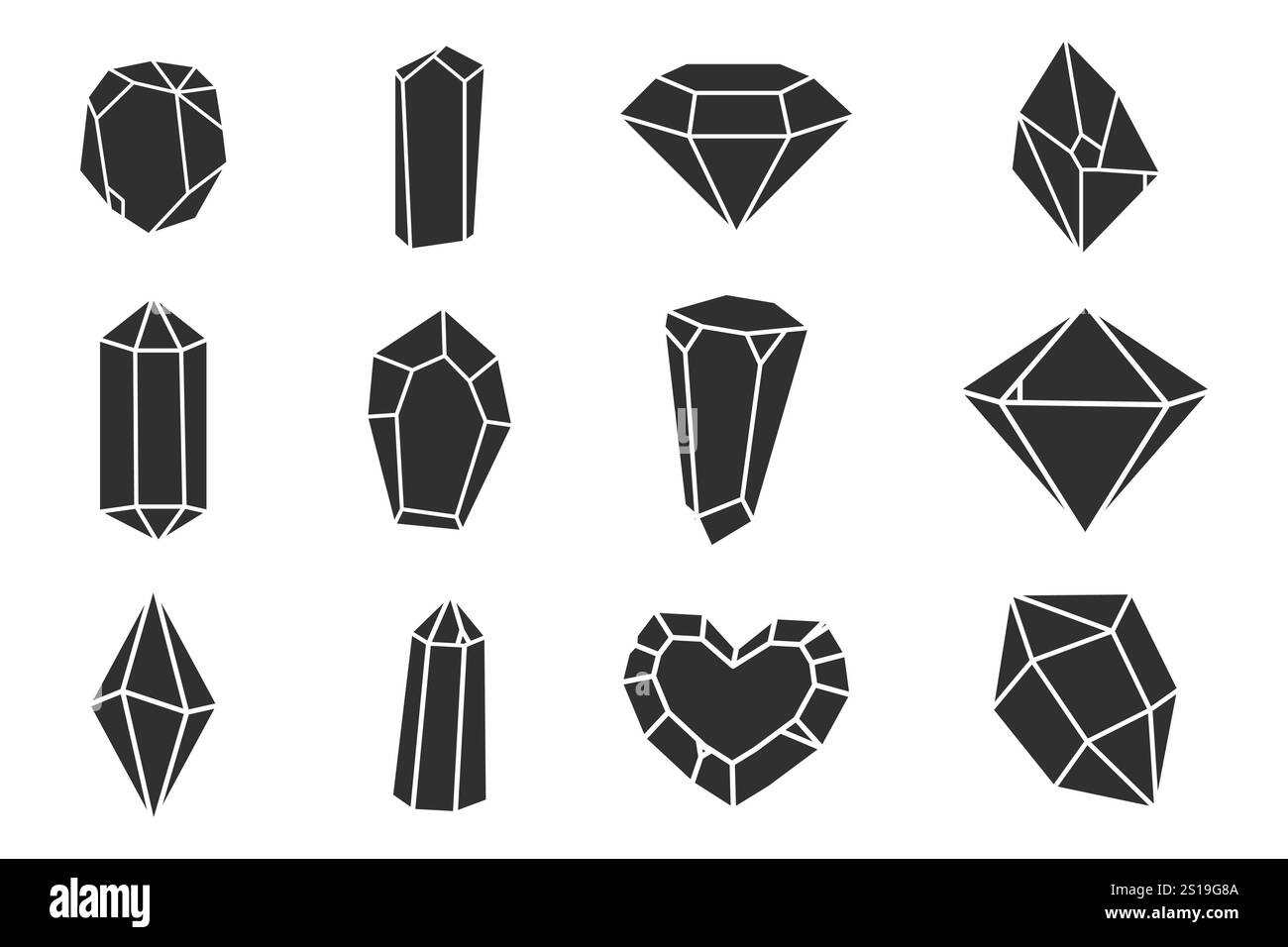 Crystal Gemstone Polygon Stone Contour Gem Polyhedron Minimal Elegant Outline Geometric