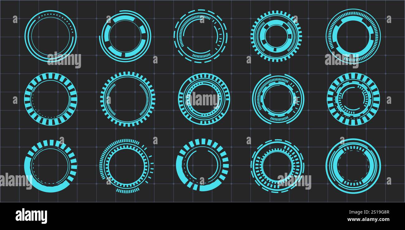 Hud aim pointer optical target, Futuristic focus range indicators ...
