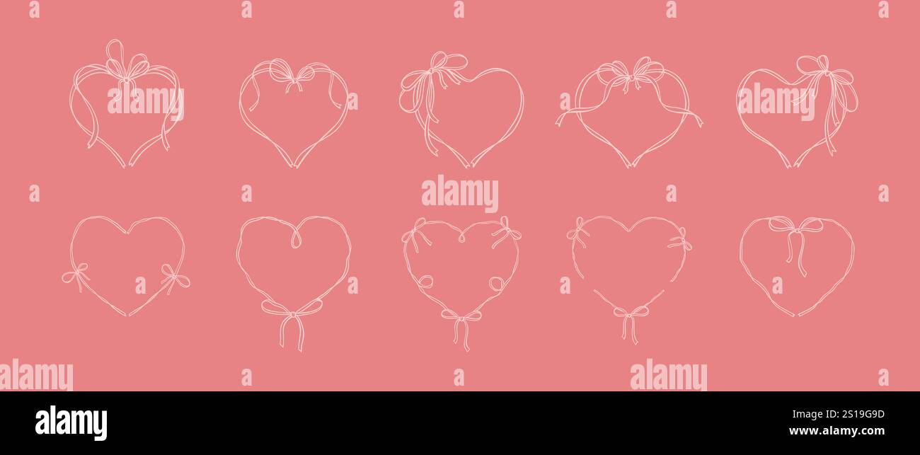 Bow heart ribbon frame drawing. Wedding, save the date vintage design ...