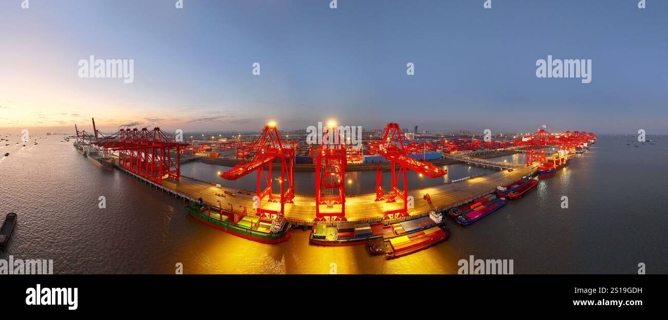 SUZHOU, CHINA - JANUARY 2, 2025 - Container handling operation in ...