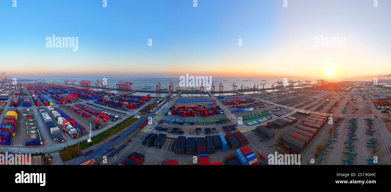 SUZHOU, CHINA - JANUARY 2, 2025 - Container handling operation in ...