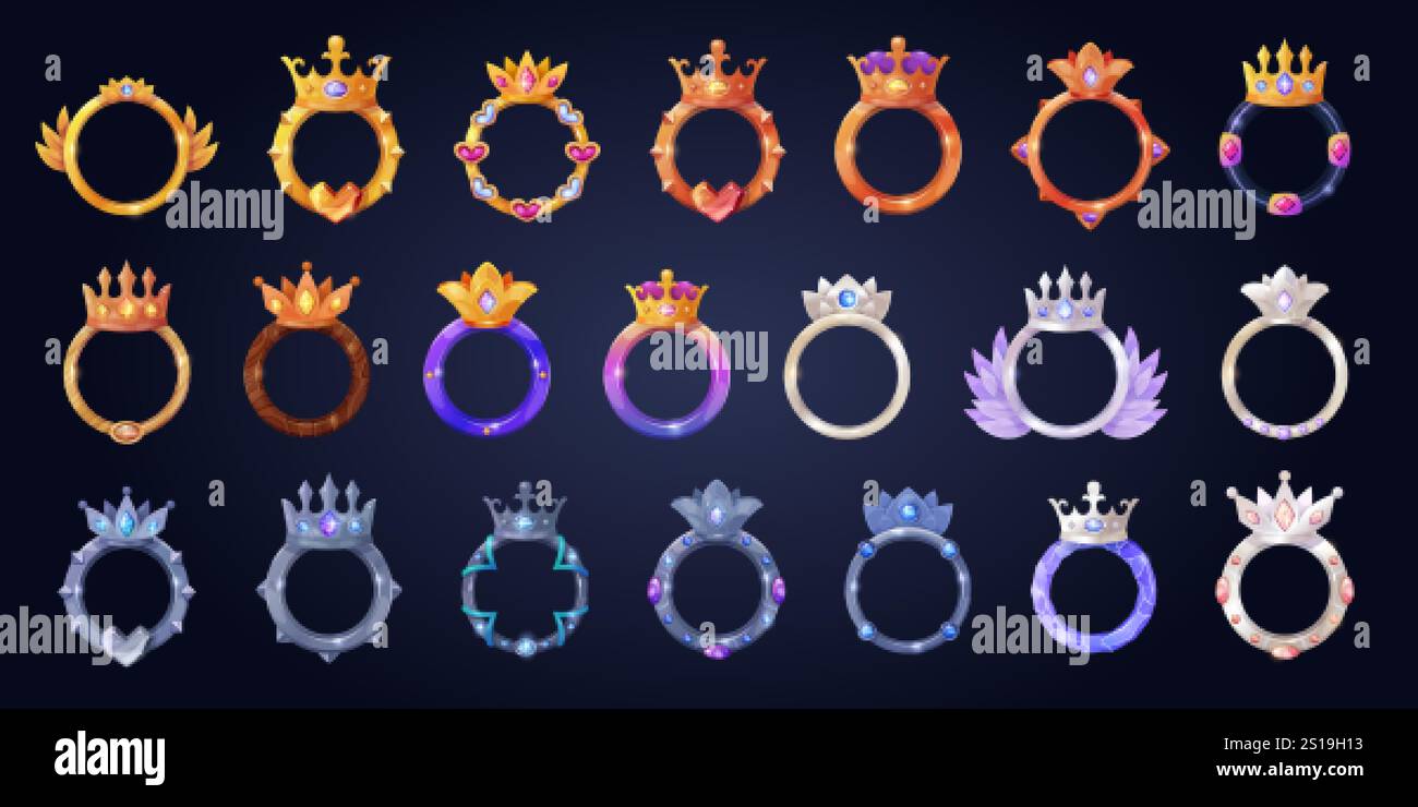Game crown frames. Golden silver or platinum bronze frame with crowns ...