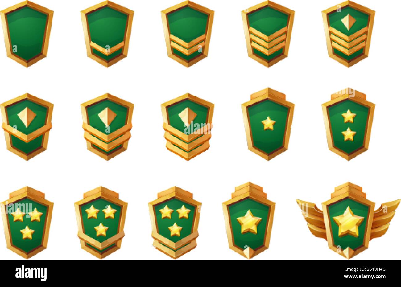 Game soldier insignia. Military rank badges, army police officer ...