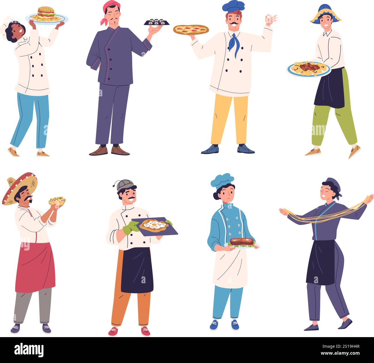 Chef country characters. Professional chief cook different cuisines ...