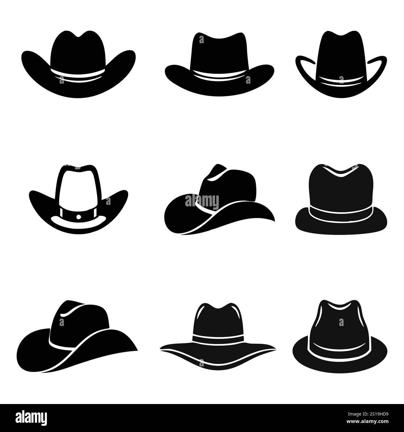 Cowboy Hats in Various Styles and Angles Stock Vector Image & Art - Alamy
