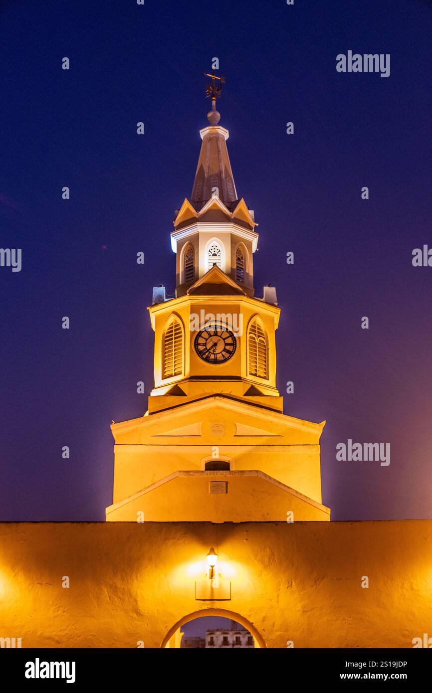Clock Tower (Torre del Reloj) in the old town of Cartagena de Indias ...