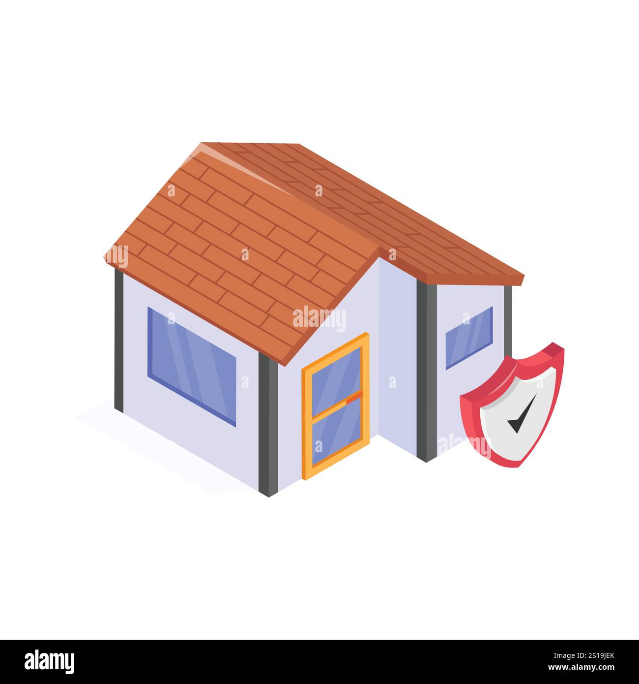 Home with protection shield and check mark, home insurance vector ...
