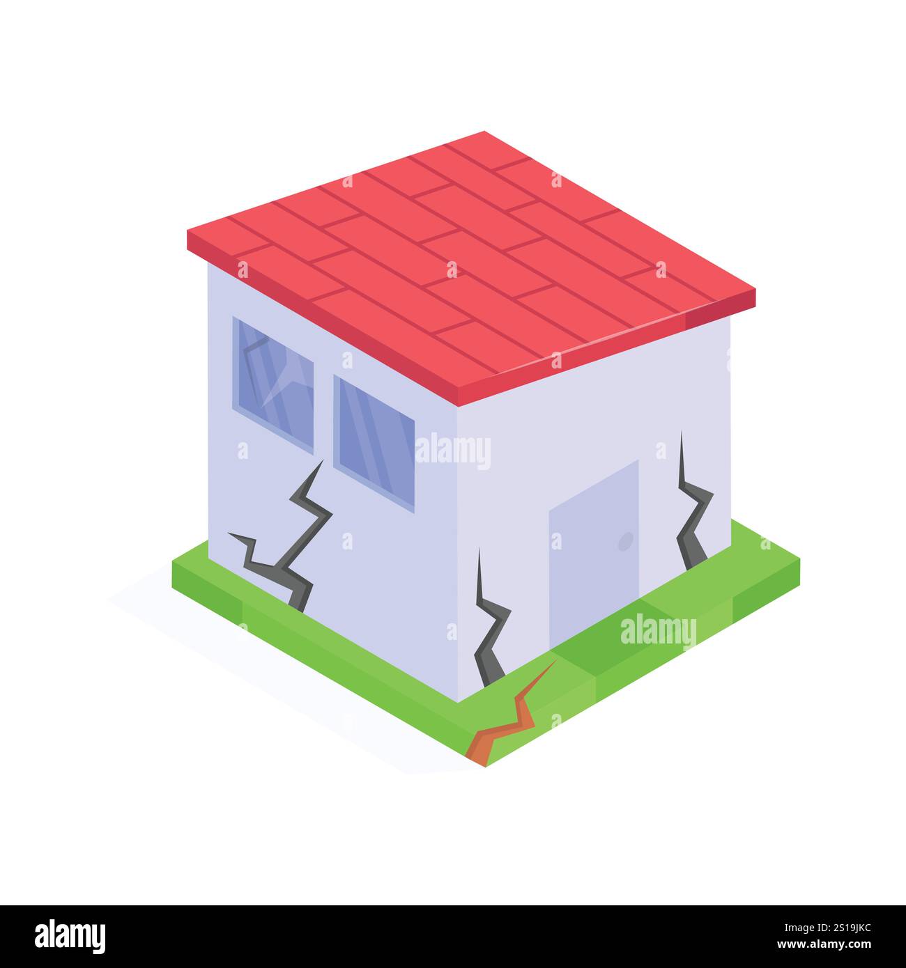 A damaged house symbolizing protection against earthquakes Stock Vector ...