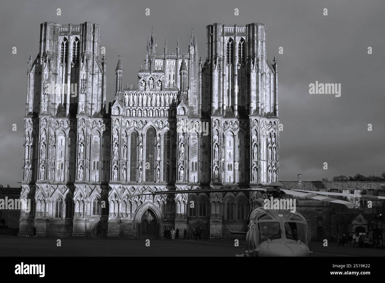Wells Cathedral, Somerset, Air ambulance, Autumn light, Helicopter ...