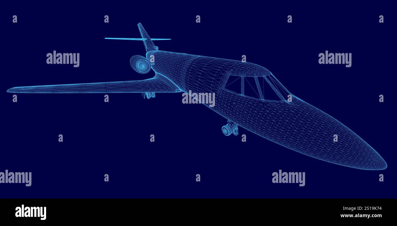 Blue airplane with a tail is shown in a blue background. The image is a ...