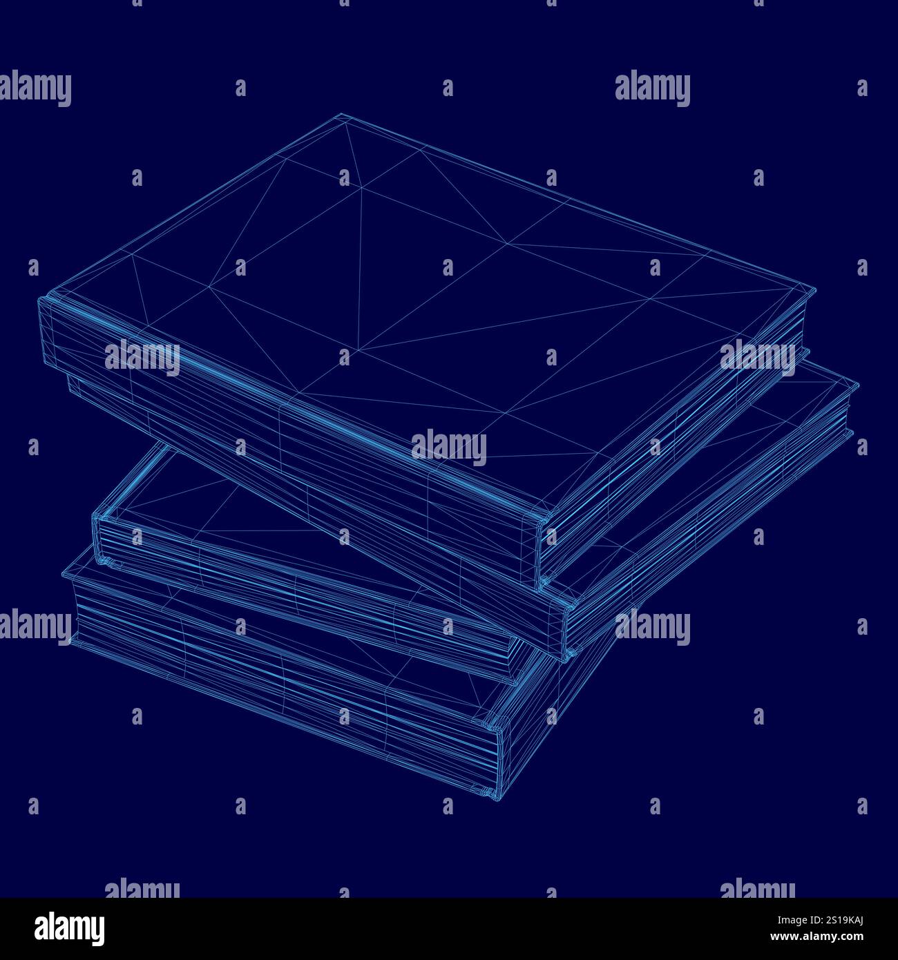 Stack of books is shown in a blue color. The books are stacked on top ...