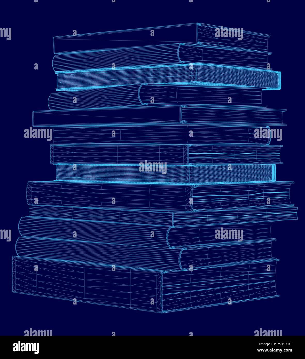 Stack of books is shown in a blue color scheme. The books are stacked ...