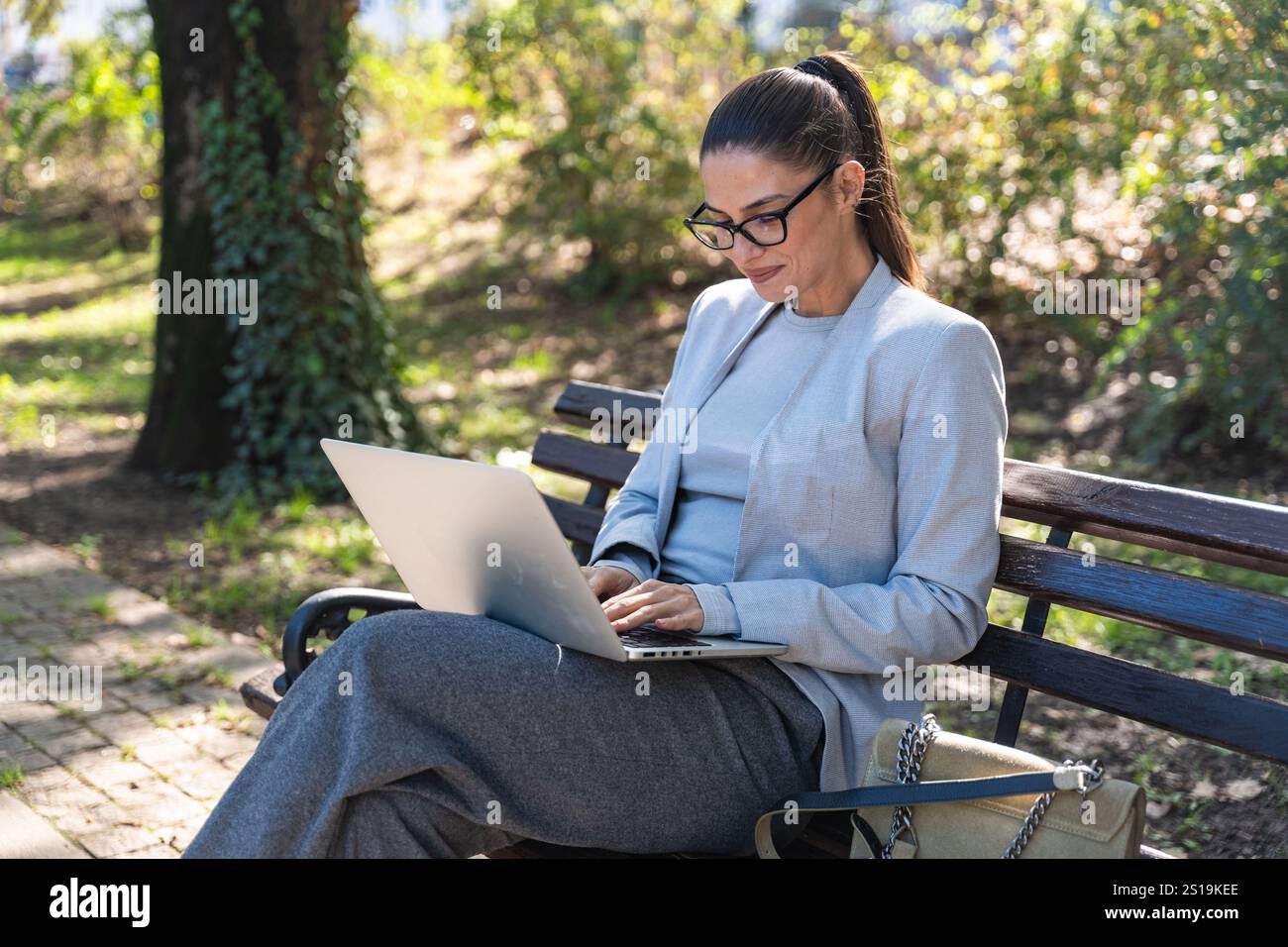 Urban business woman outdoor, out of office building. Businessperson ...