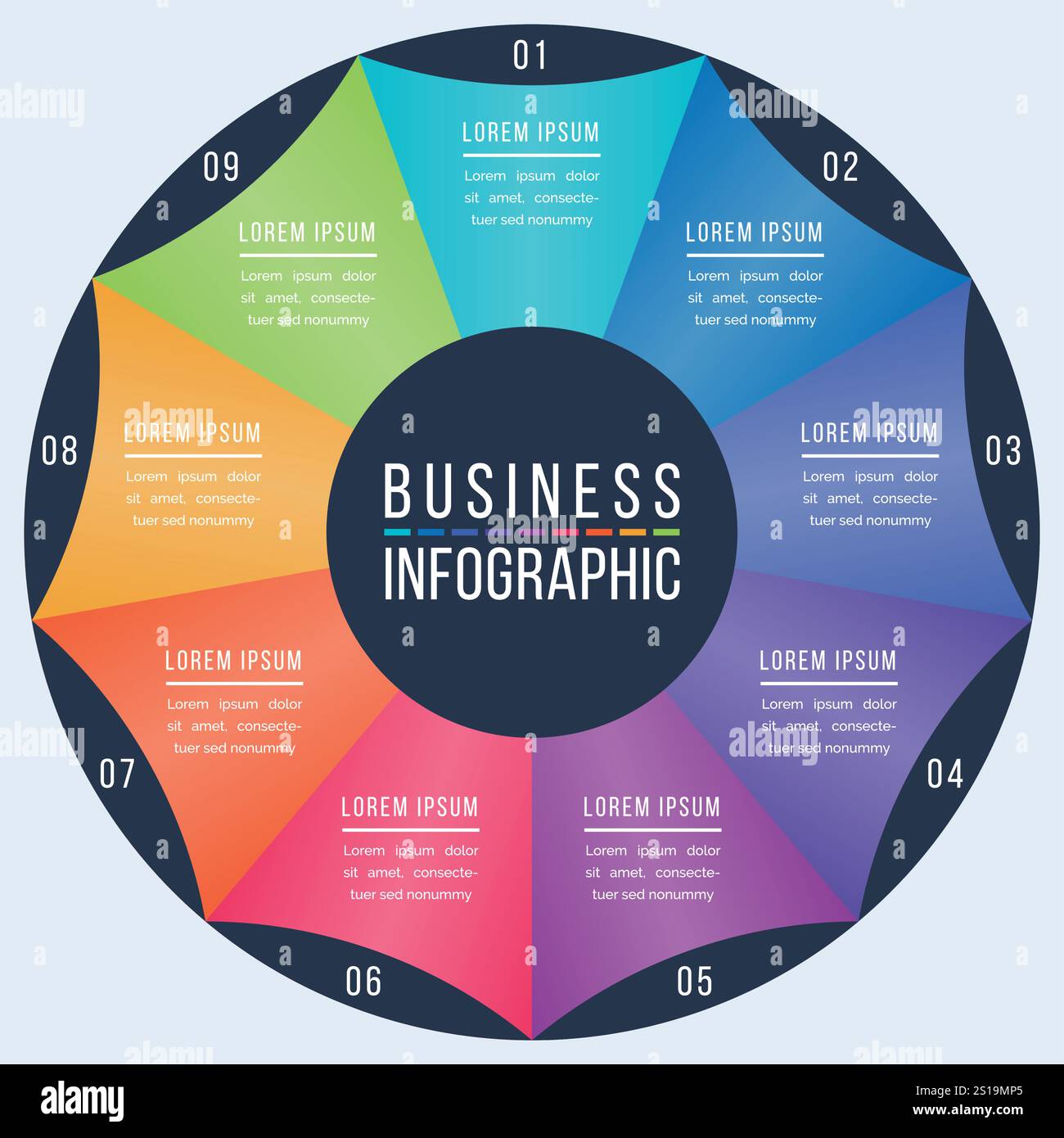 Circle Infographic design 9 options business information template Stock ...