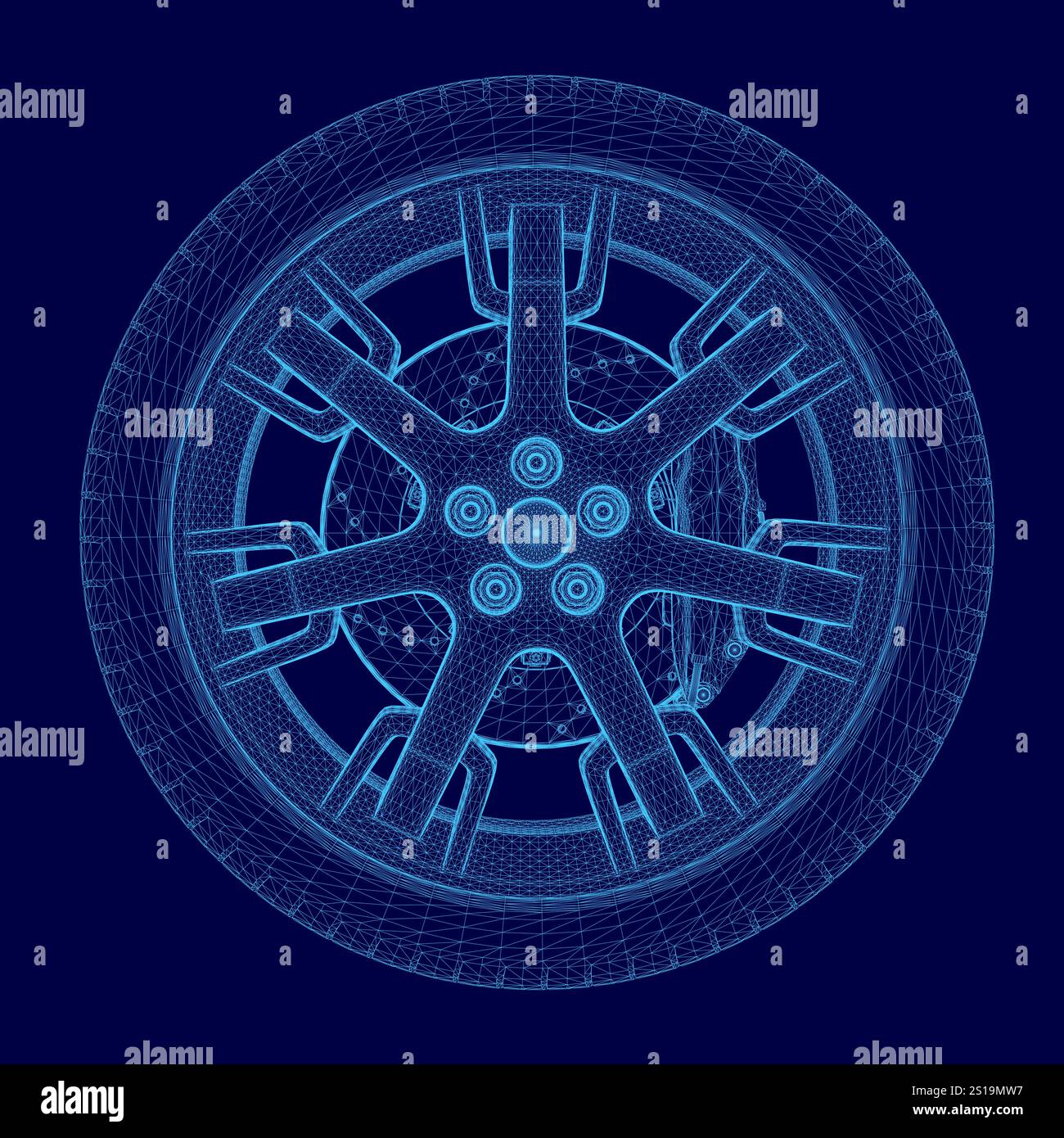 Blue wheel with a rim. The wheel is in a 3D Stock Vector Image & Art ...