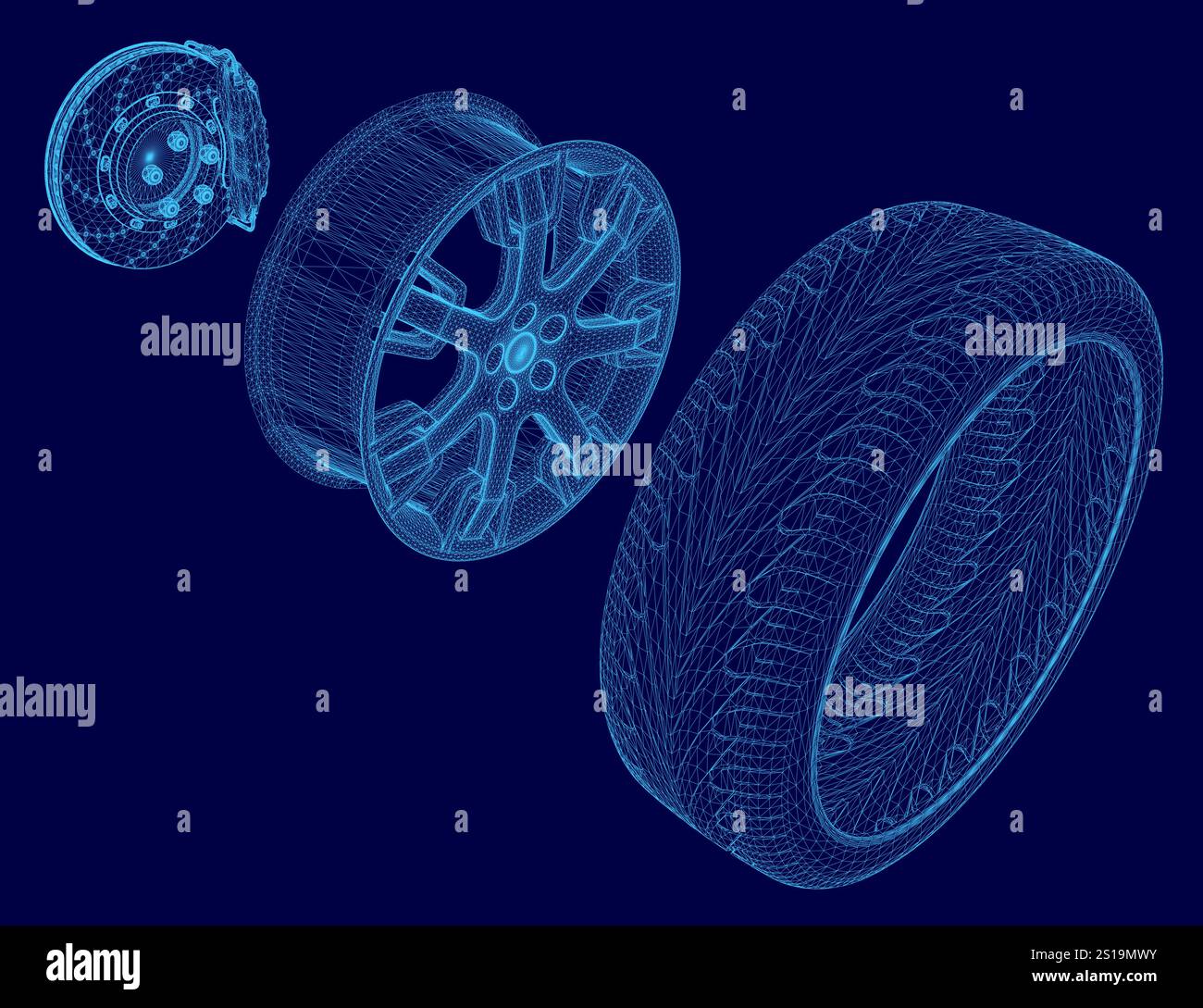 Blue image of a tire with a blue background. The tire is shown in ...