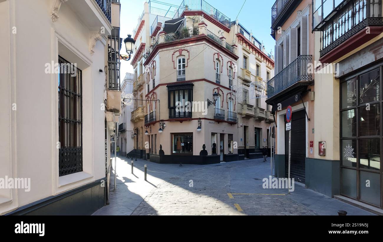 Historic building in Seville's old town, captured during the morning ...