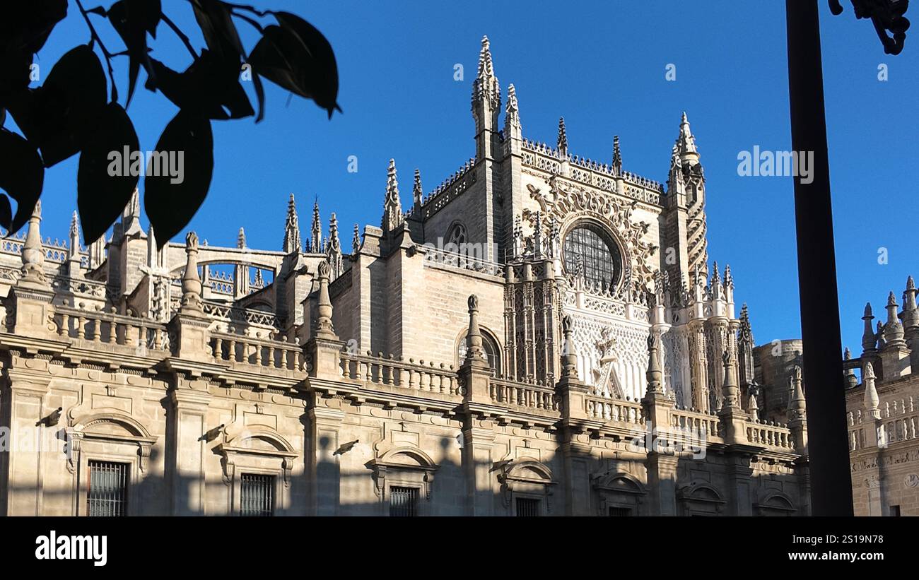 Architectural details of the Catedral de Sevilla's exterior, captured ...