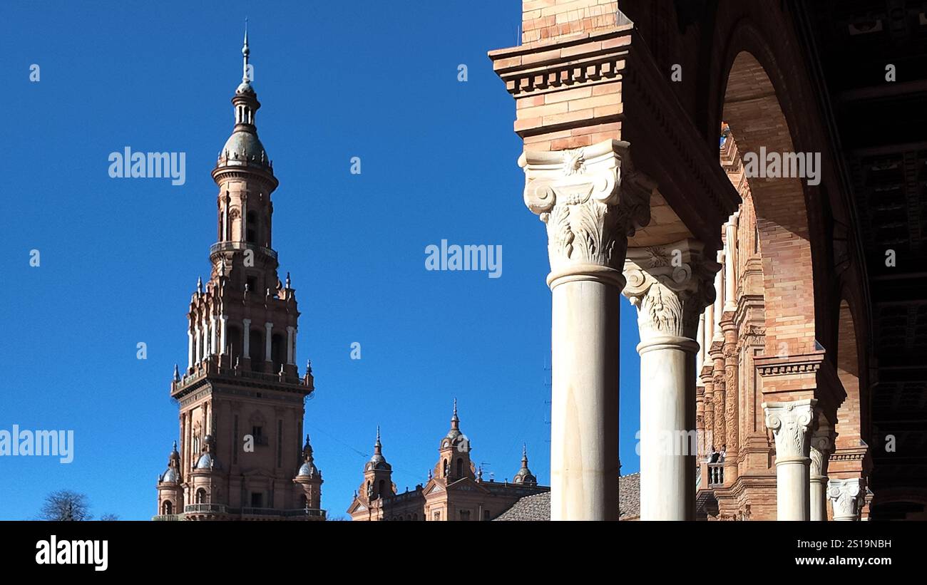 Torre Norte, located in Plaza de España, Seville, is one of two ...