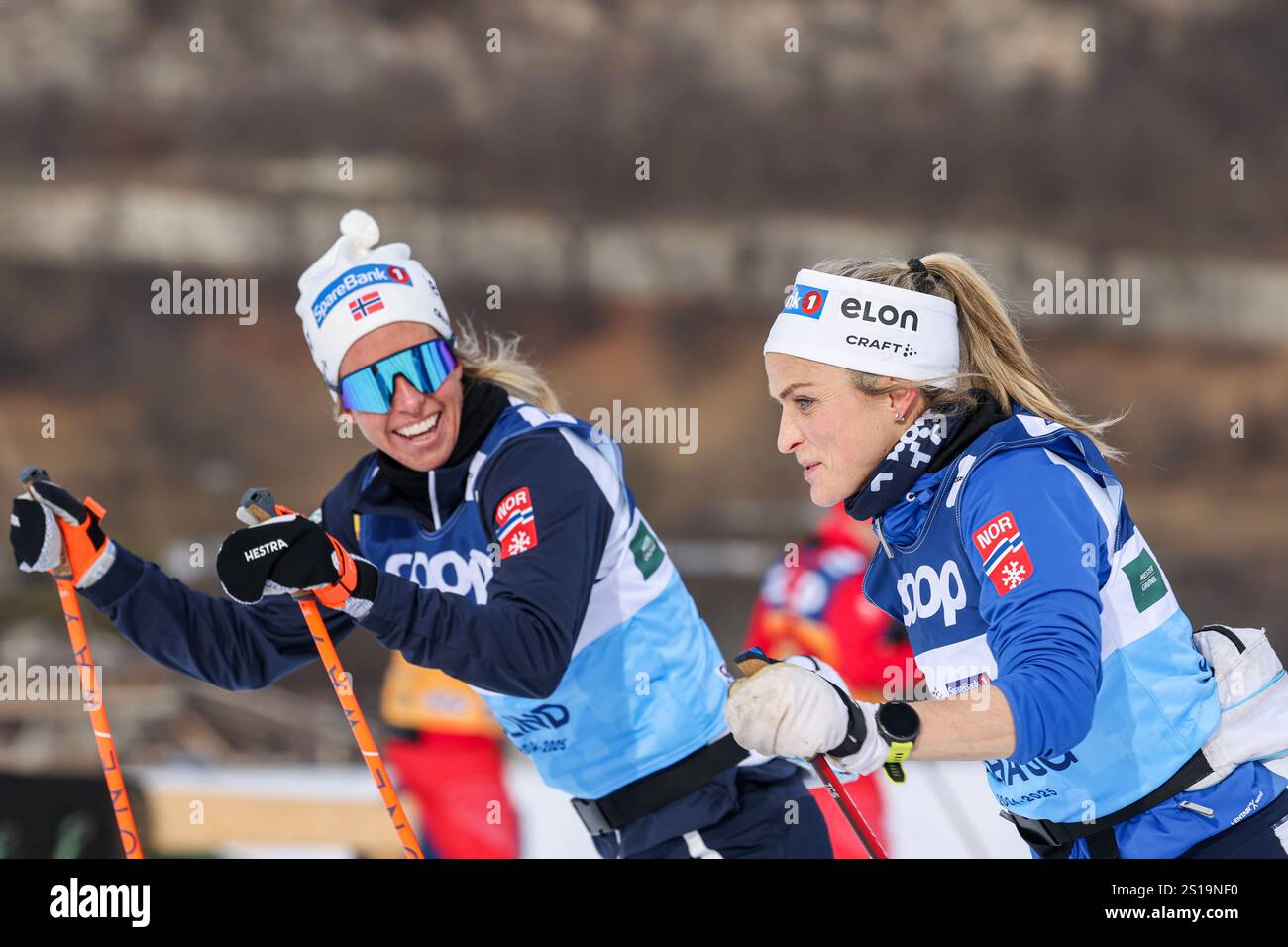 Val di Fiemme, Italy 20250102. Astrid Oyre Slind (left) and Therese ...