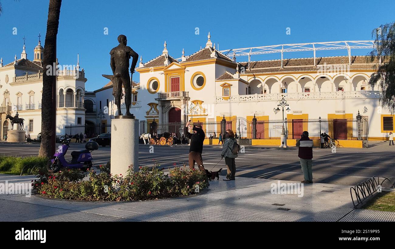 Statue of Manolo Vázquez Facing the Former Bullfight Ring Stock Photo ...