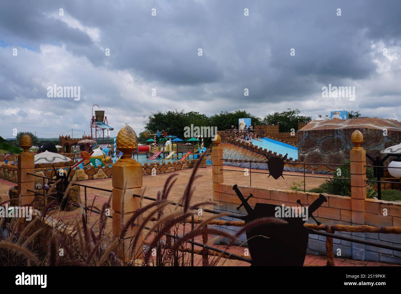Water park with pools and various attractions in the interior of South ...