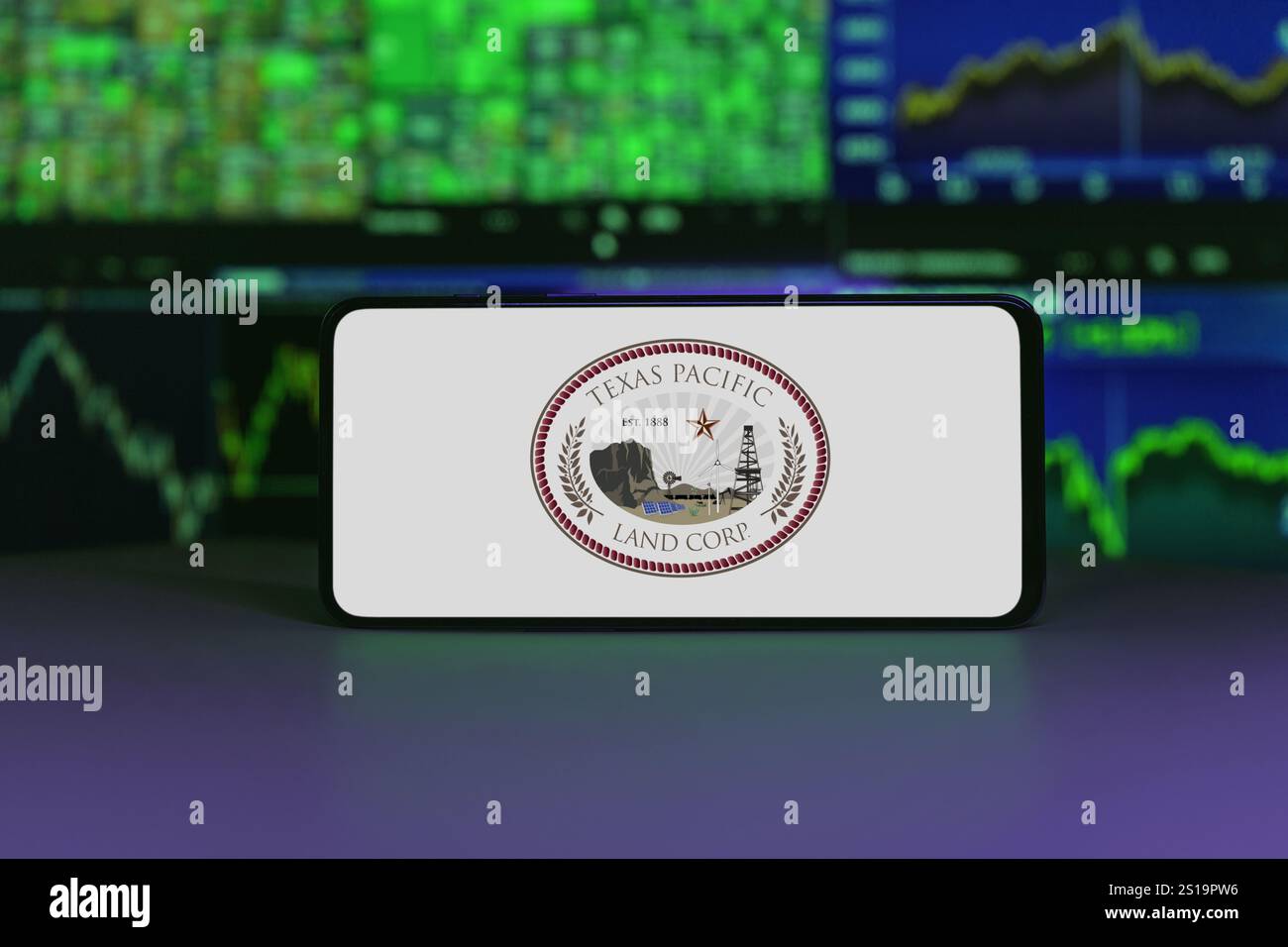 Texas Pacific Land Corp logo displayed on a smartphone screen with ...