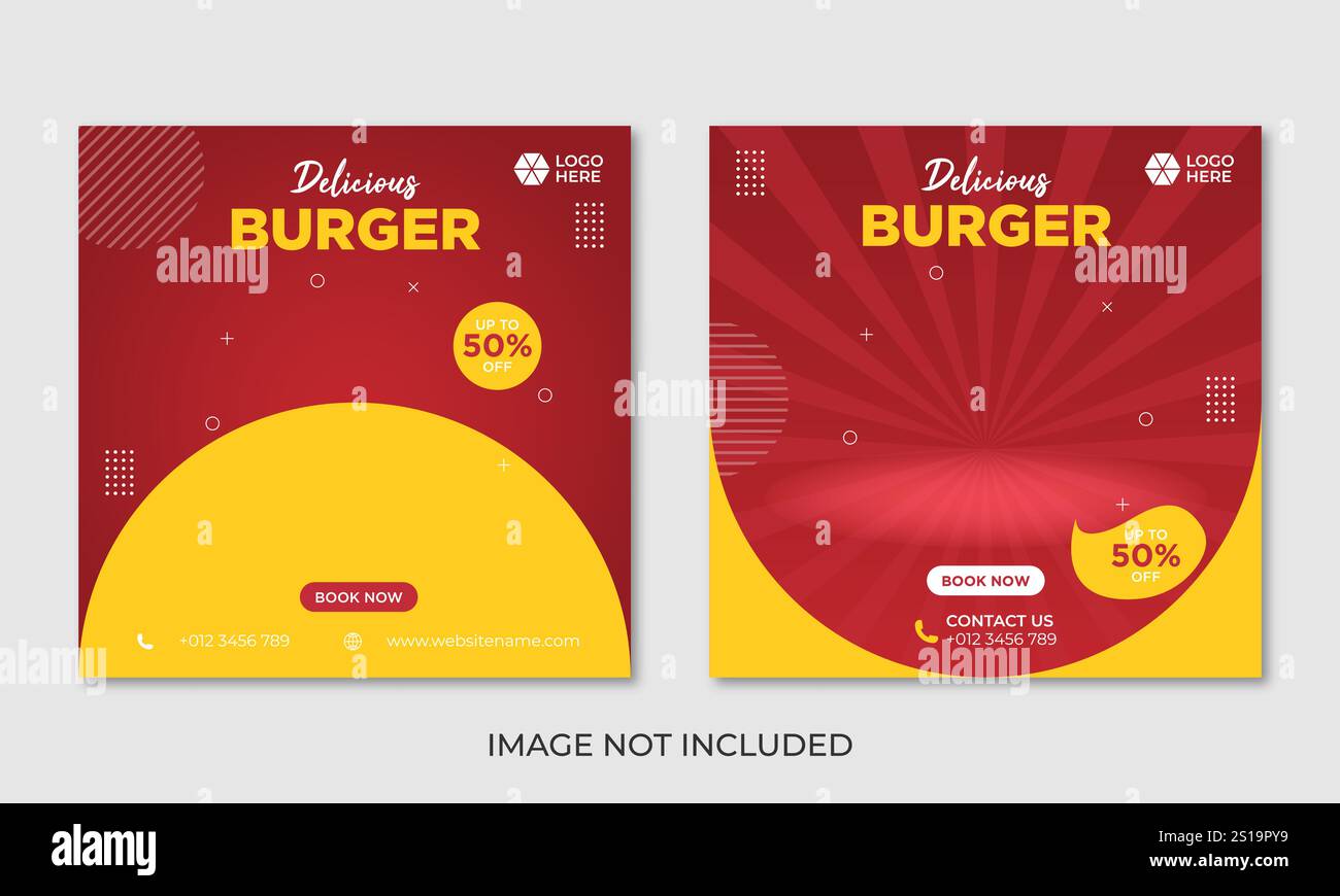 Burger menu restaurant promotion social media banner template Stock ...