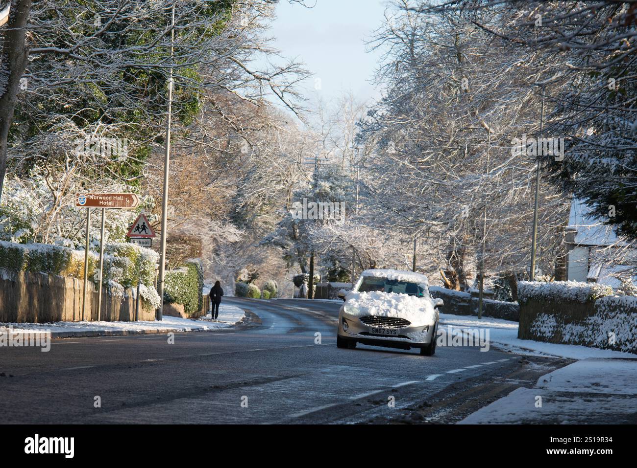UK Weather. Aberdeen Traffic in Snow on the North Deeside Road in ...