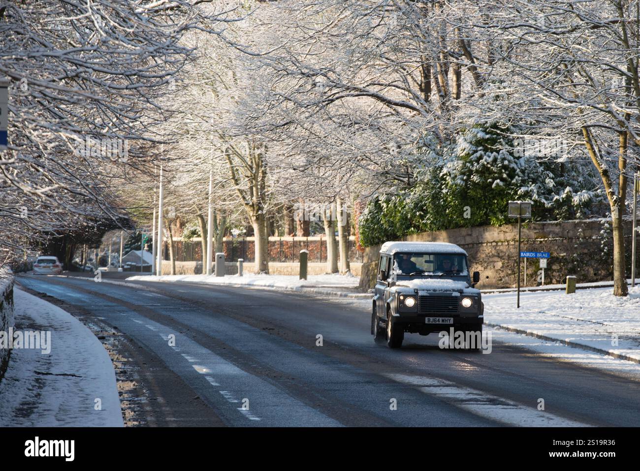 UK Weather. Aberdeen Traffic in Snow on the North Deeside Road in ...