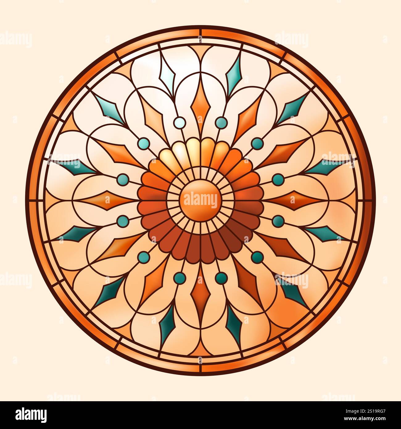 Church glass window. Catholic Christian circle frame Stock Vector Image ...