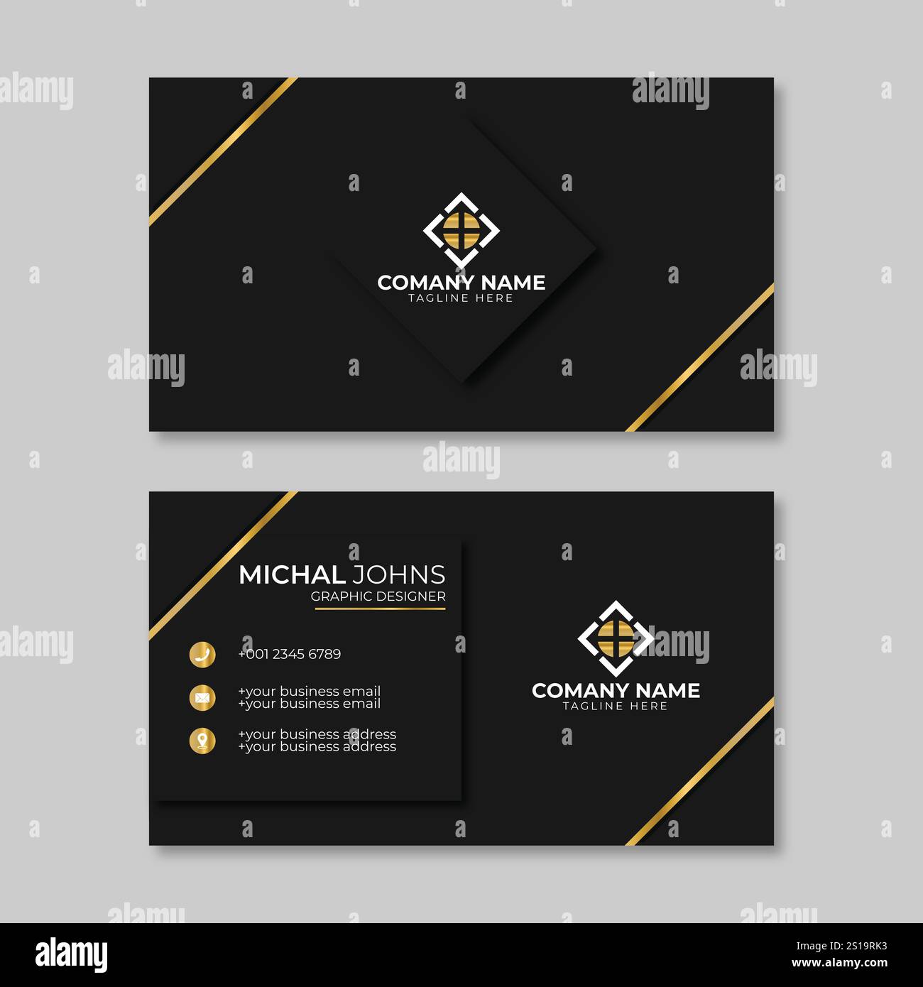 Luxury and modern. vector business card template. design black and gold ...