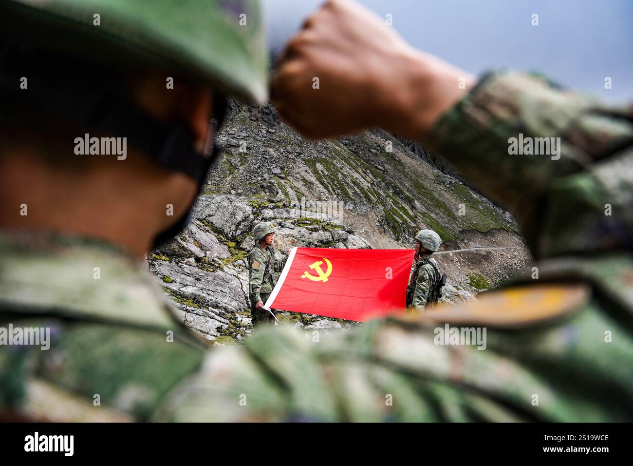 Beijing, China. 29th June, 2024. A soldier takes an oath to the flag of ...