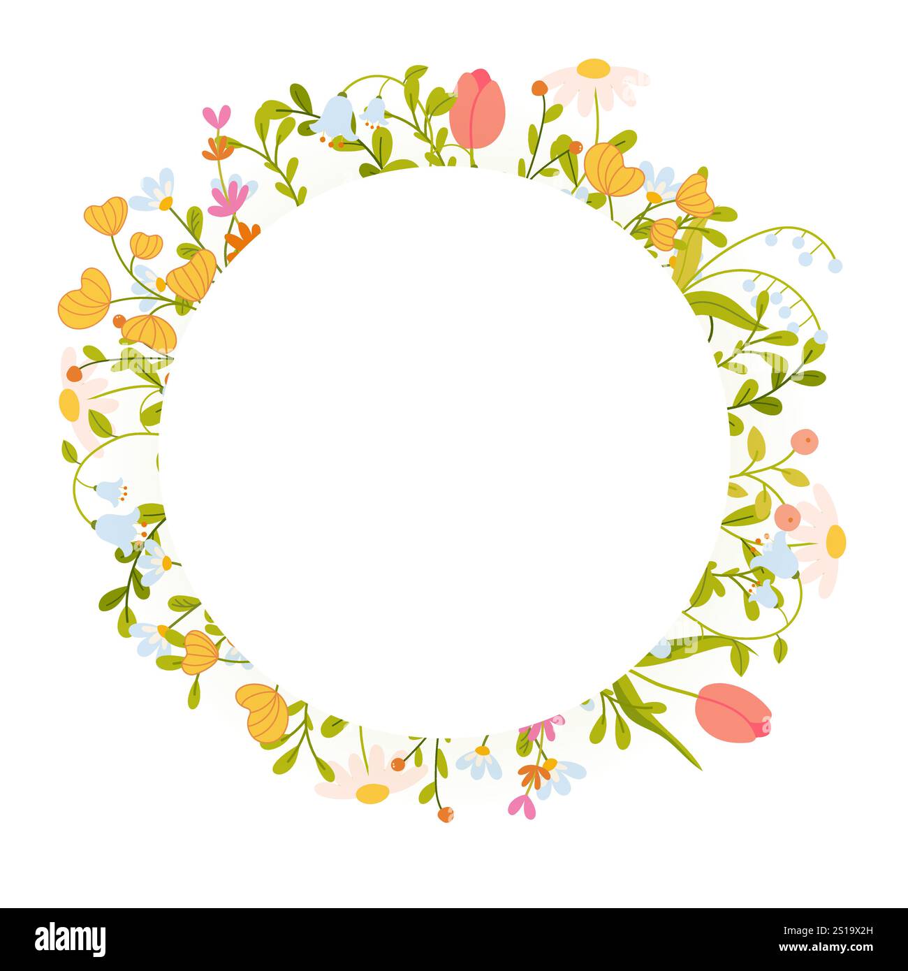 Floral round frame for events or framing cards. Spring vector ...
