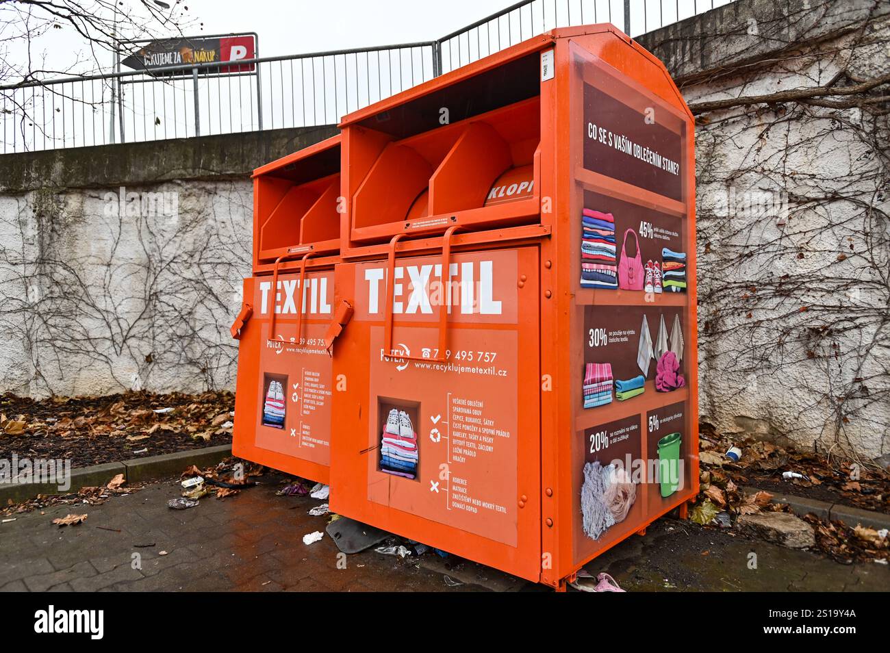 Containers for collecting textiles for recycling in Prague, Czech ...