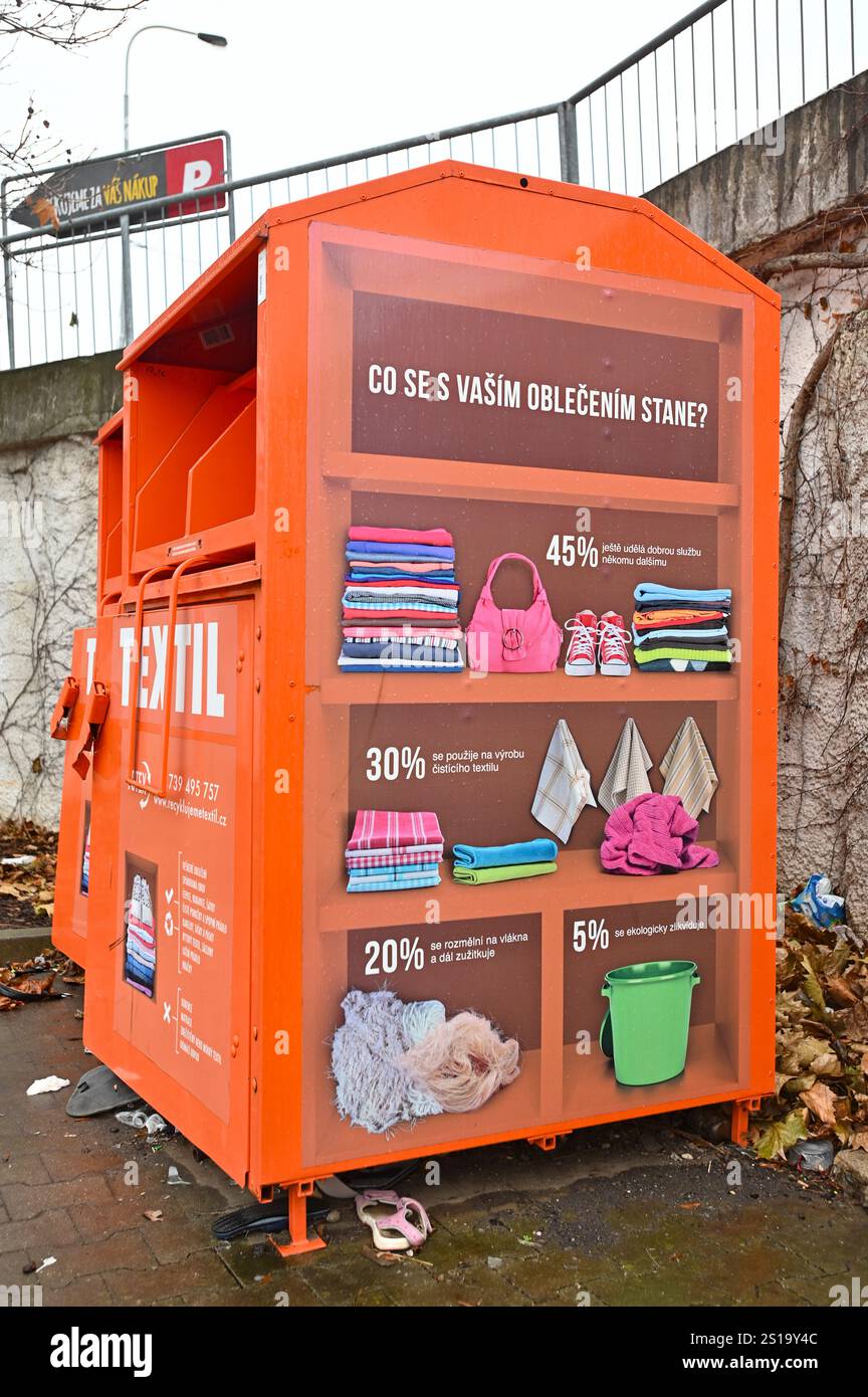 Containers for collecting textiles for recycling in Prague, Czech ...