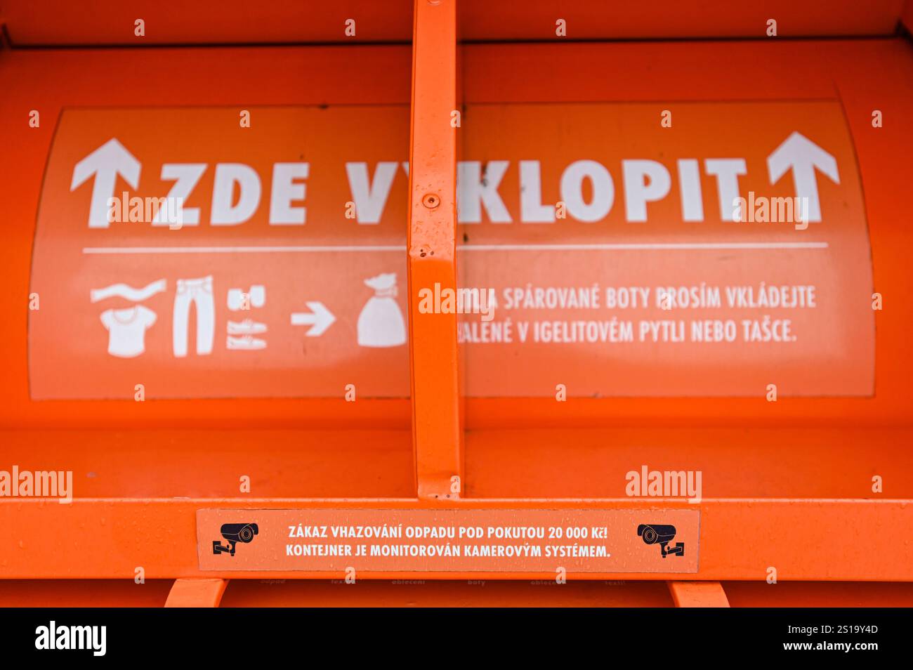 Containers for collecting textiles for recycling in Prague, Czech ...