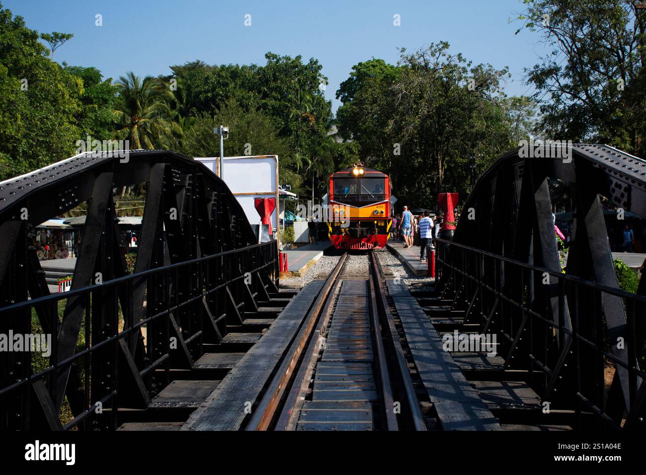 Local classic bogie locomotive retro train on track railway waiting for ...