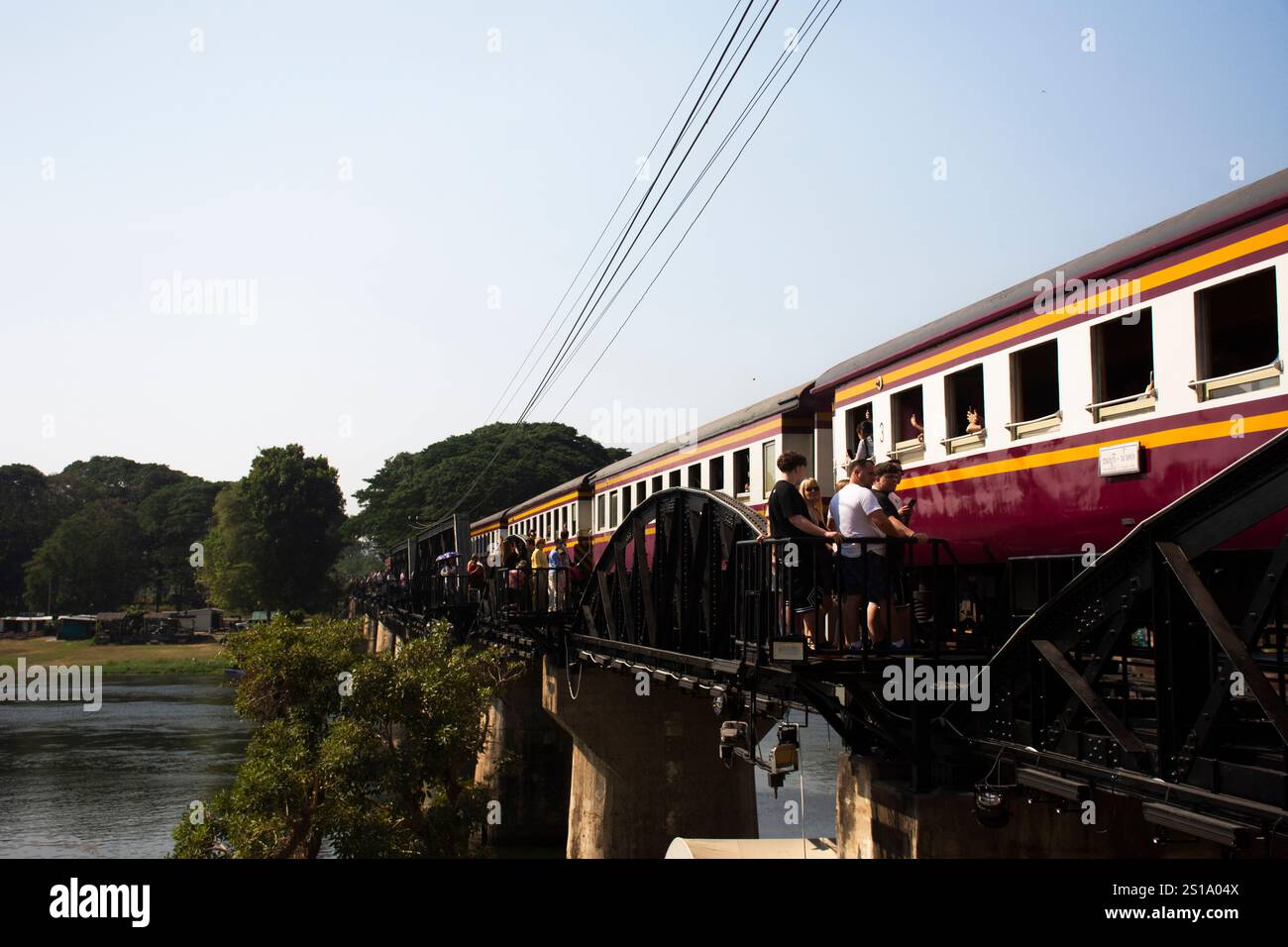 Thai people and foreign traveler passenger journey on classic bogie ...