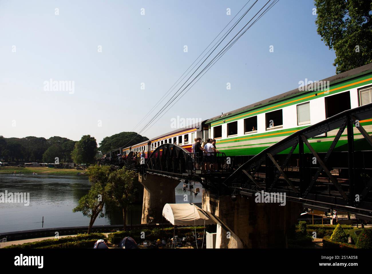 Thai people and foreign traveler passenger journey on classic bogie ...